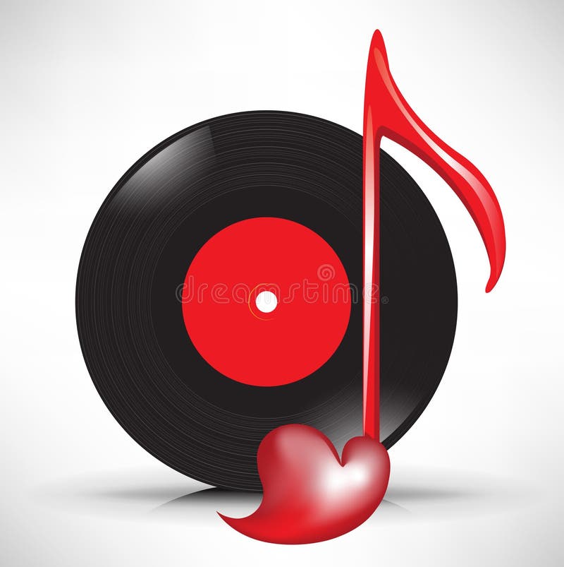 Compact Disc and Love Musical Key Note Stock Vector - Illustration of ...