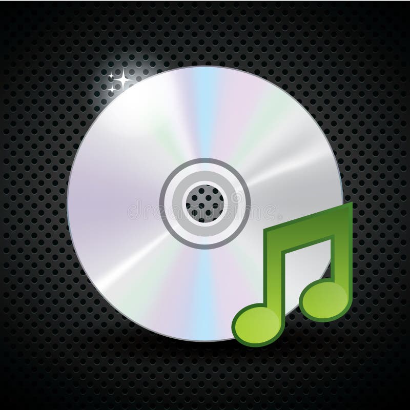 Compact Disc with Musical Note. Vector Illustration Decorative Design ...