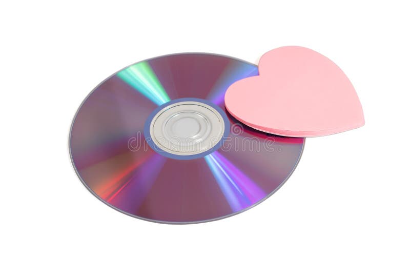 Compact Disc and Pink Paper Heart Stock Photo - Image of data, disc ...
