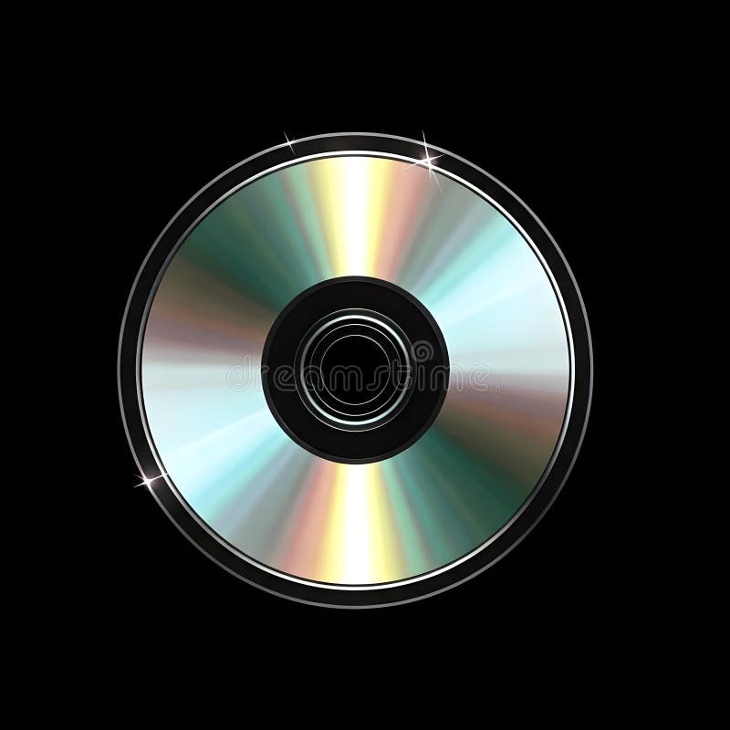 Compact Disc Reflecting Rainbow Colors on Black Background Stock ...