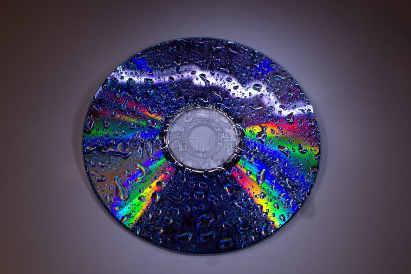 Compact Disc with Water Droplets Close Up Stock Photo - Image of memory ...