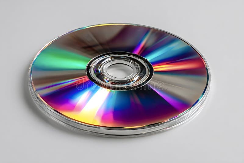 Compact Discs Showing Rainbow Reflections on White Background Stock ...