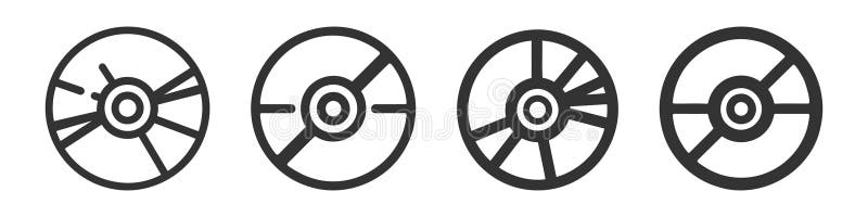 Compact Disk, Blu-ray, CD or DVD. Flat Vector Icon Illustration Set ...