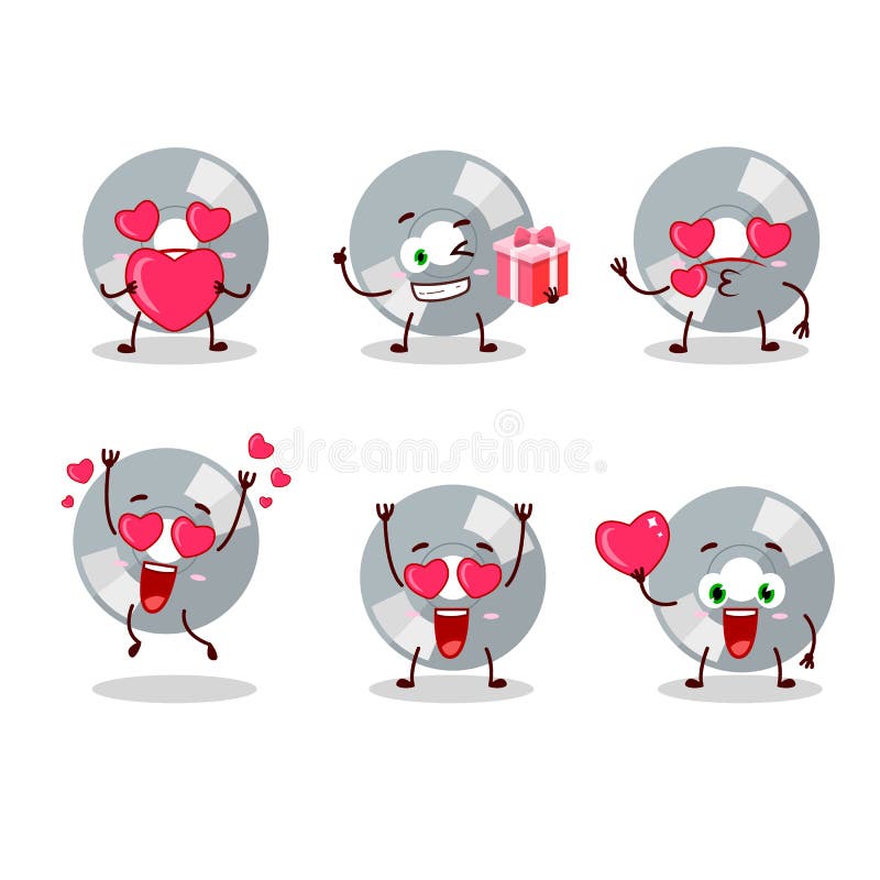 Compact Disk Cartoon Character with Love Cute Emoticon Stock Vector ...