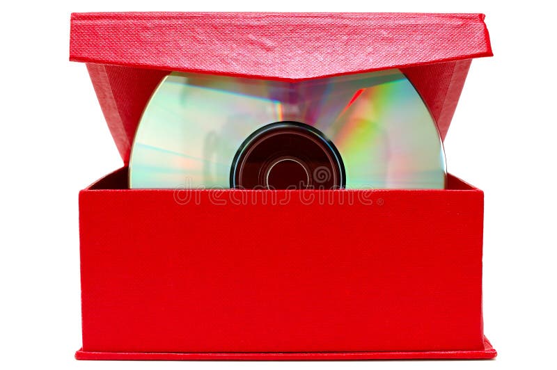 Compact-disk (CD or DVD) and Red Cardboard Box. Stock Photo - Image of ...
