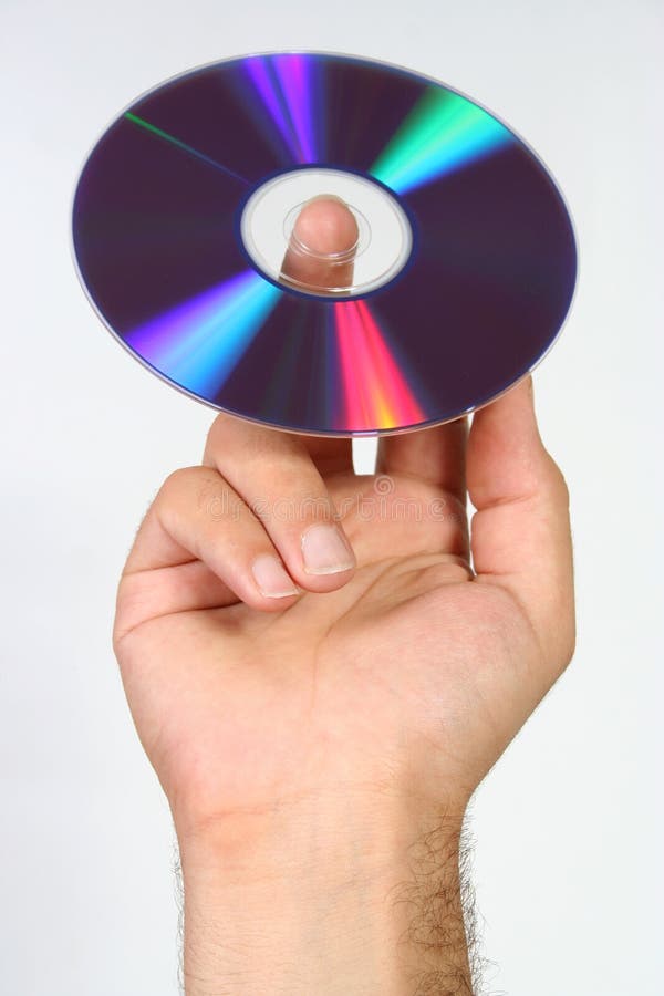 Man Hold Finger Compact Disk Isolated White Stock Photos - Free ...
