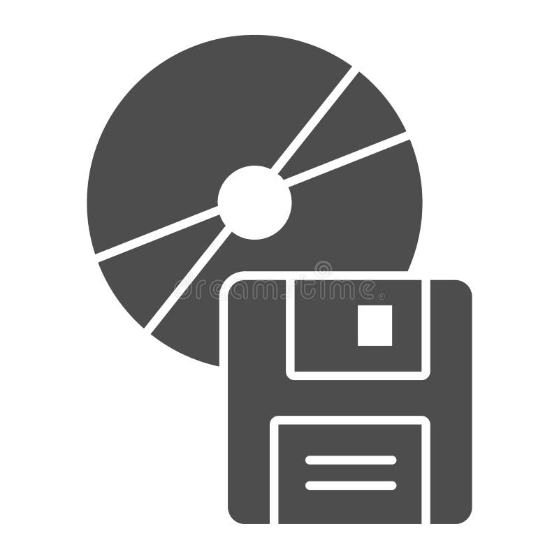 Compact Disk and Floppy Diskette Solid Icon. Different Data Storage ...
