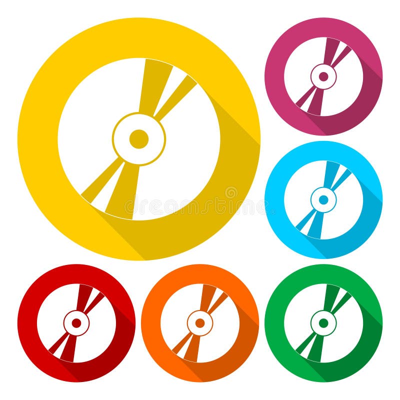 Compact Disk Icons Set for Web with Long Shadow Stock Illustration ...