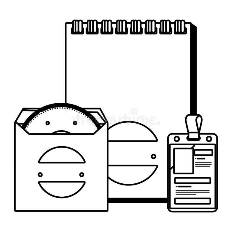 Compact Disk and Notepad ,badge with Company Emblem Stock Illustration ...