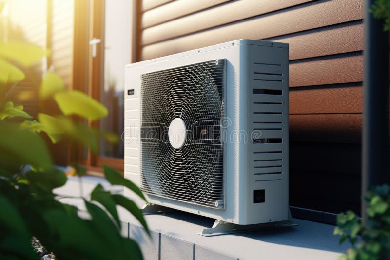 A Compact and Efficient White Air Conditioner Placed on a Window Sill ...