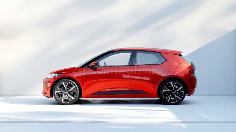 A Compact Electric Hatchback in a Bold Color, Set Against a Clean White ...