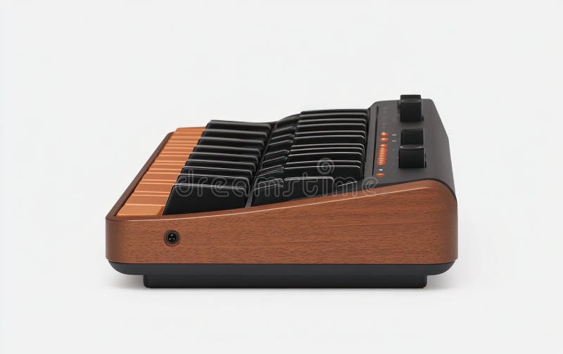 Compact Electronic Keyboard with Copper Casing and Orange Knobs Stock ...