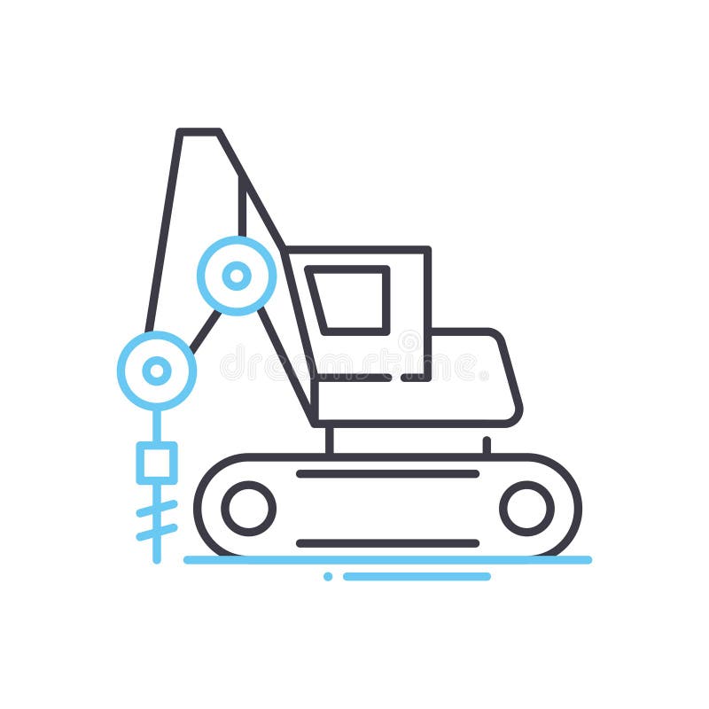 Compact Excavator Line Icon, Outline Symbol, Vector Illustration ...