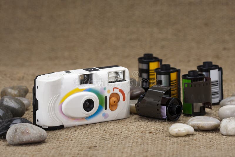 Compact Film Camera and Film Cartridge Stock Photo - Image of camera ...