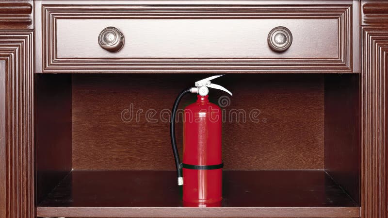 Compact Fire Extinguisher Stored Neatly Under Kitchen Sink for Safety ...