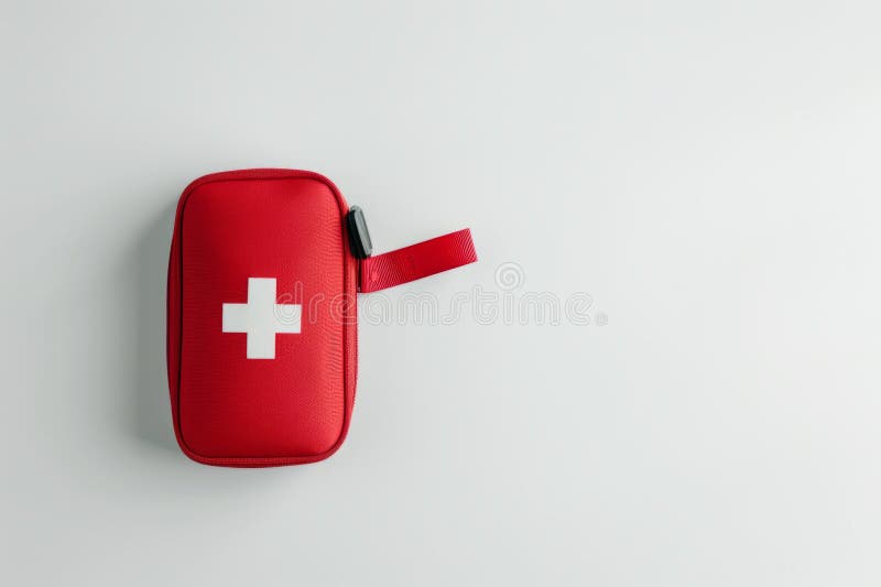 Compact First Aid Kit with a White Cross Symbol on a White Background ...