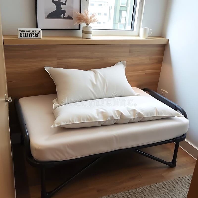 A Compact Folding Cot with a Cozy Pillow Set in a Modern Guest Room or ...