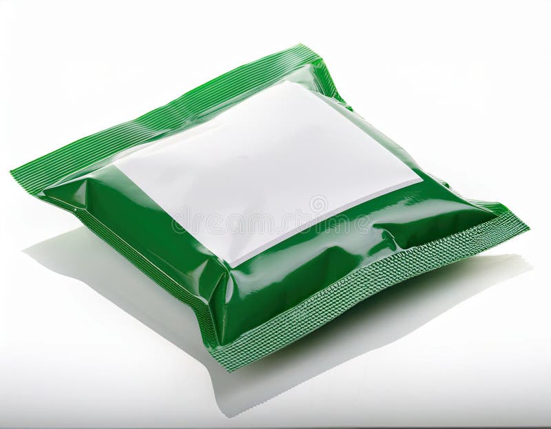 Compact Food-grade Pouch with Green Color and Blank White Area on White ...