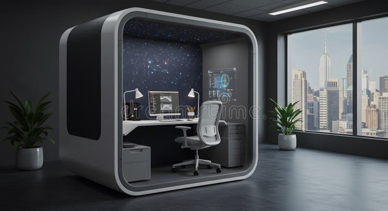 Futuristic Office Pod Designed for Deep Focus Stock Illustration ...