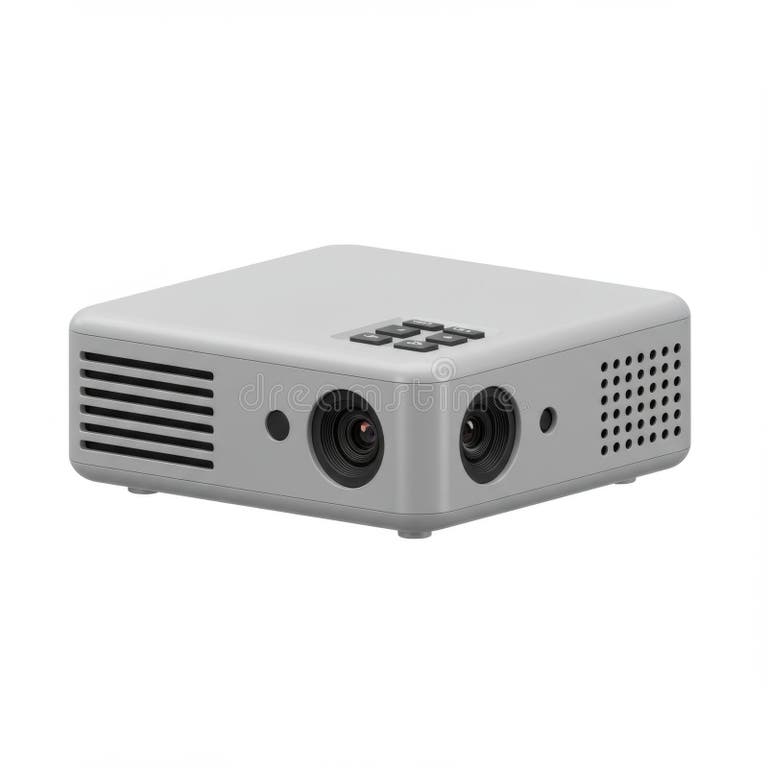 Compact Gray Mini Projector for Home Entertainment Stock Illustration ...