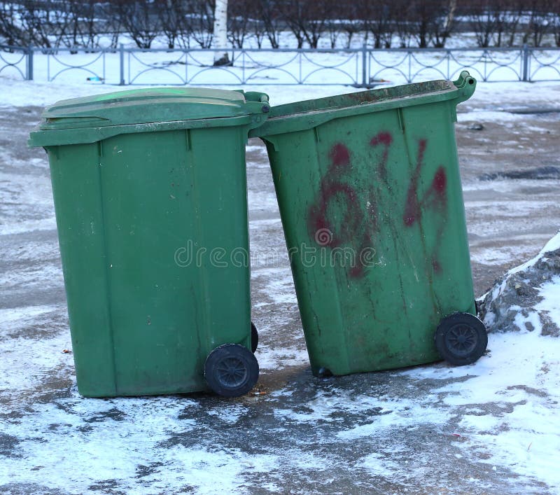 Compact Green Garbage Containers Stock Image - Image of urban, garbage ...