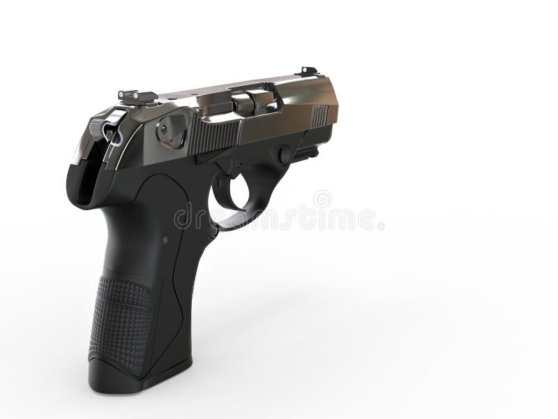 Compact Hand Gun with Metallic Chrome Finish Stock Illustration ...