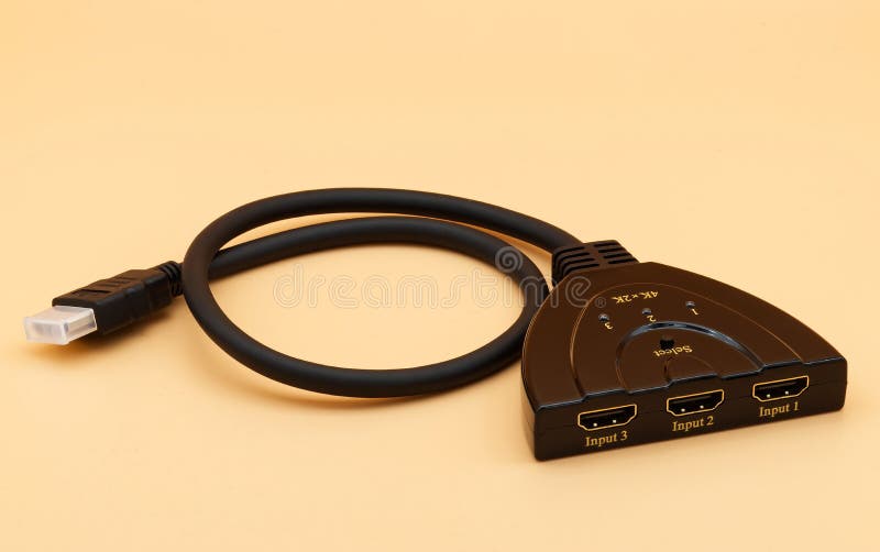Compact HDMI Switch Isolated on Yellow Background Stock Photo - Image ...