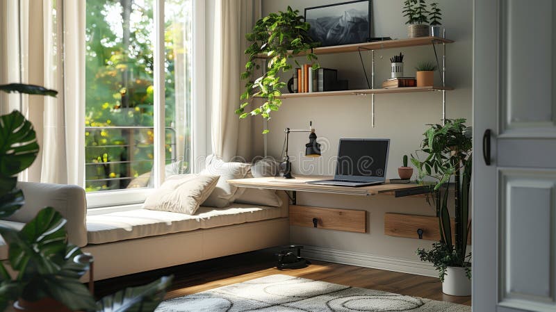 A Compact Home Office Nook with a Folding Desk in a Small Apartment ...