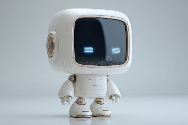 Small Humanoid Robot with Display Head and Minimalist Design Stock ...
