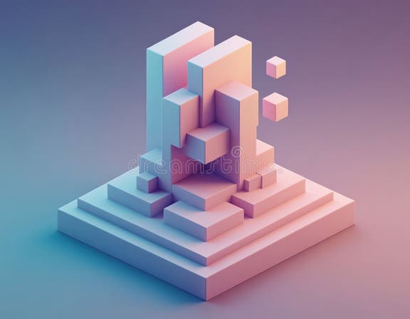 Compact Isometric Structure Rendered with Soft Gradients. Stock Image ...