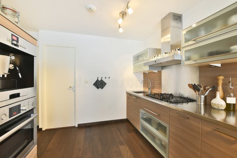 Interior of an Extraordinary Kitchen Stock Image - Image of light ...