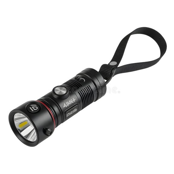 Compact LED Flashlight with Wrist Strap Isolated on White Stock ...