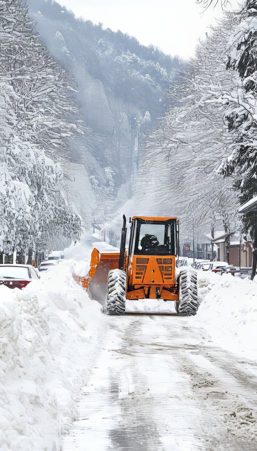 Compact Loader Clears Deep Snow, Winter Road Maintenance, Snow Removal ...