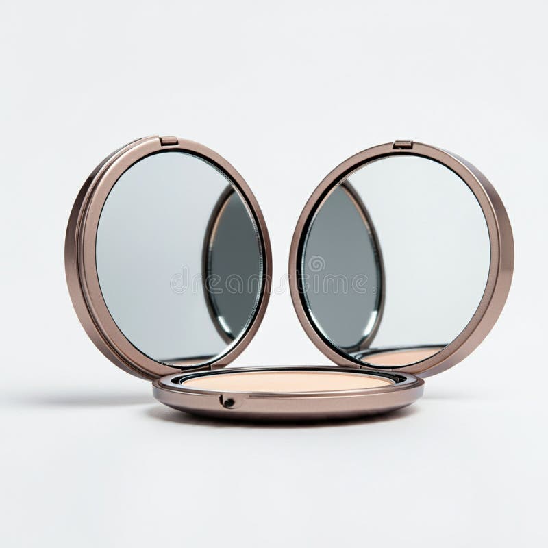 A Compact Makeup Case with Two Mirrors. the Circular Design Features a ...