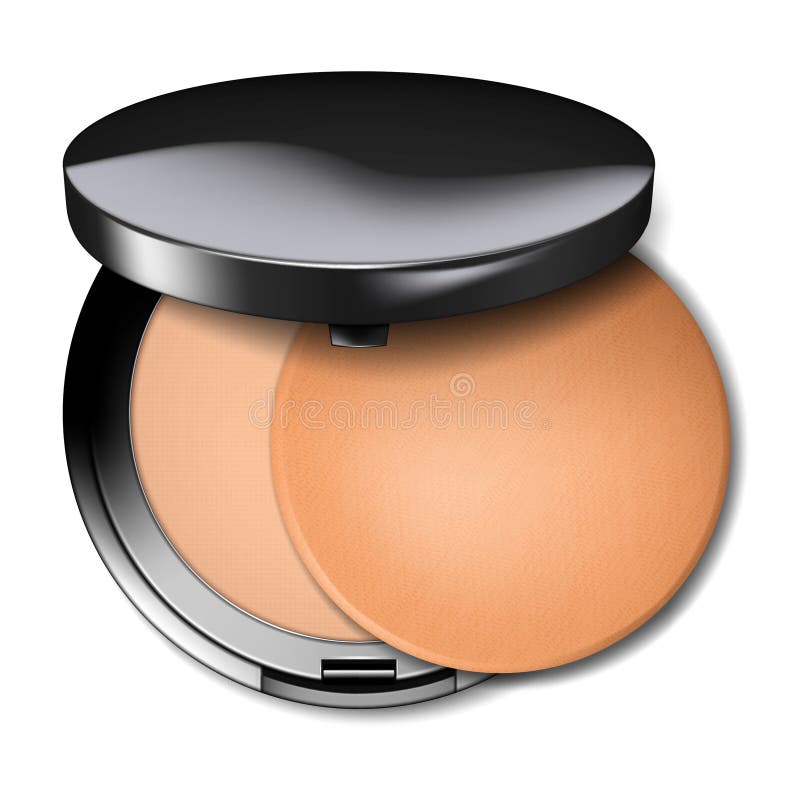 Compact Make-up Powder Open Round Container with Cosmetic Sponge ...