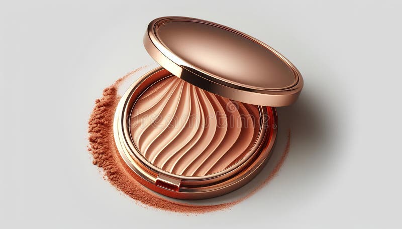 Compact Makeup Powder with a Textured Design in a Bronze Case on a ...