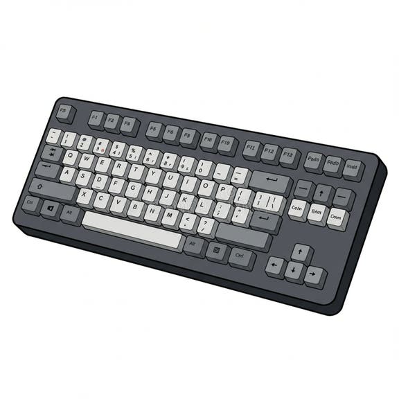 Compact Mechanical Keyboard with Angled Profile. Main Keys are White ...