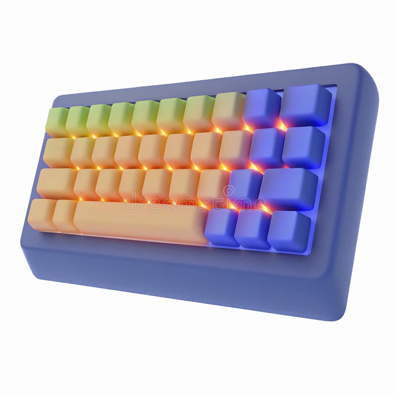 Compact Mechanical Keyboard with Gradient RGB Lighting on Blue Frame ...