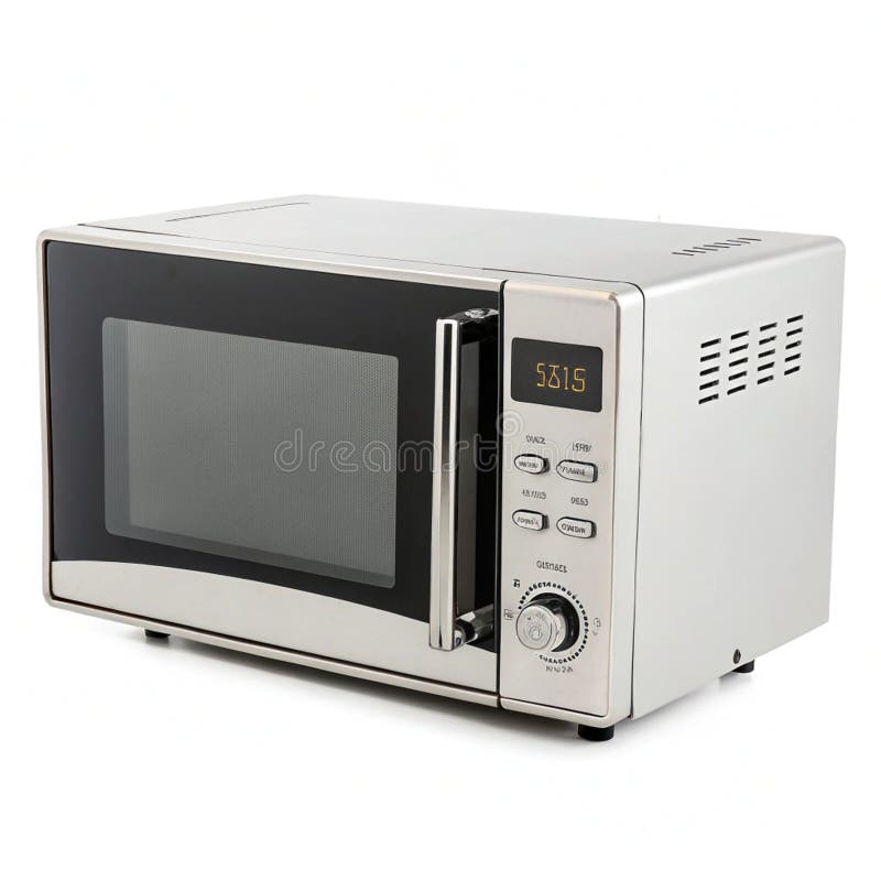 Compact Microwave with Modern Design Isolated on White Background Stock ...