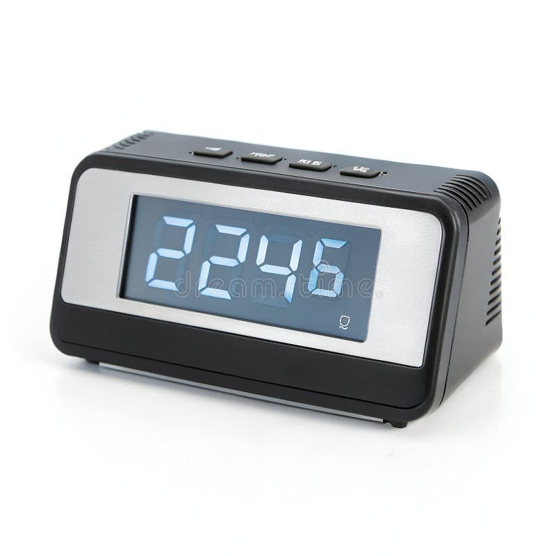 Digital Alarm Clock Isolated on White Background Stock Image - Image of ...