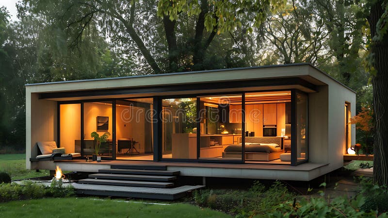 Compact Modern Home with Efficient Design Stock Illustration ...