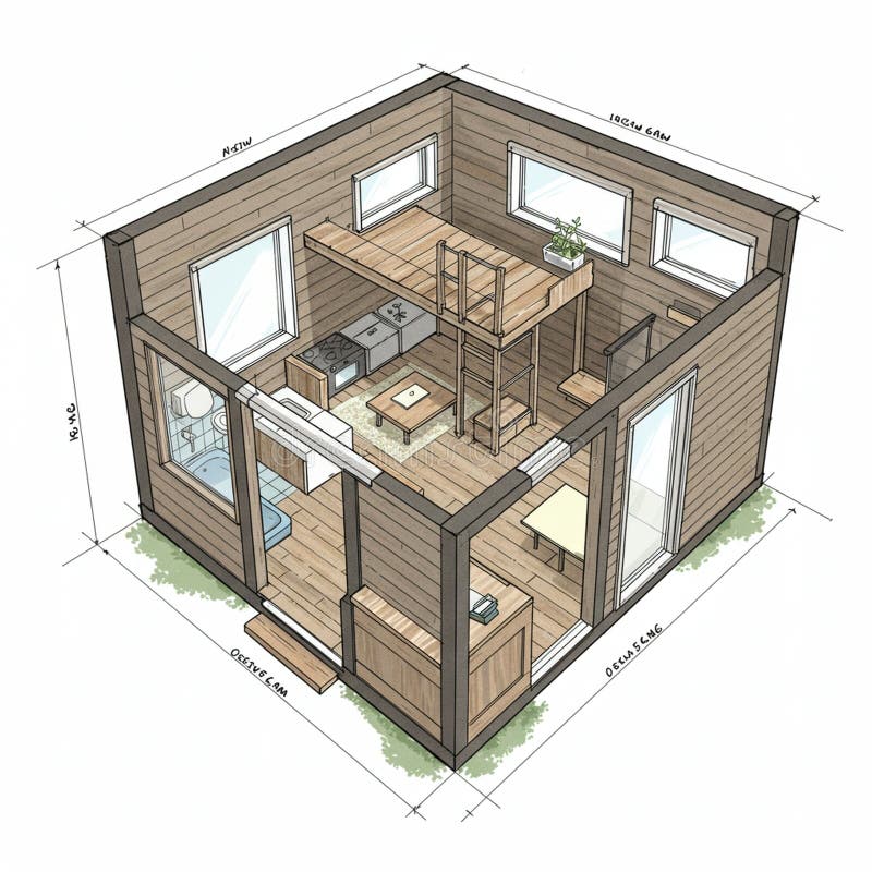Compact Modern Tiny House Design Stock Illustrations – 1,438 Compact Modern Tiny House Design ...