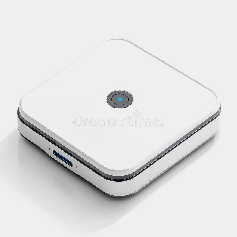 Compact and Modern White Device on Smooth Surface with Circular Button ...