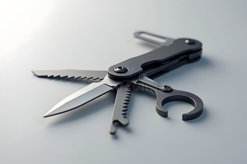 Compact Multi-Tool on White Background: Versatile Utility Knife Stock ...