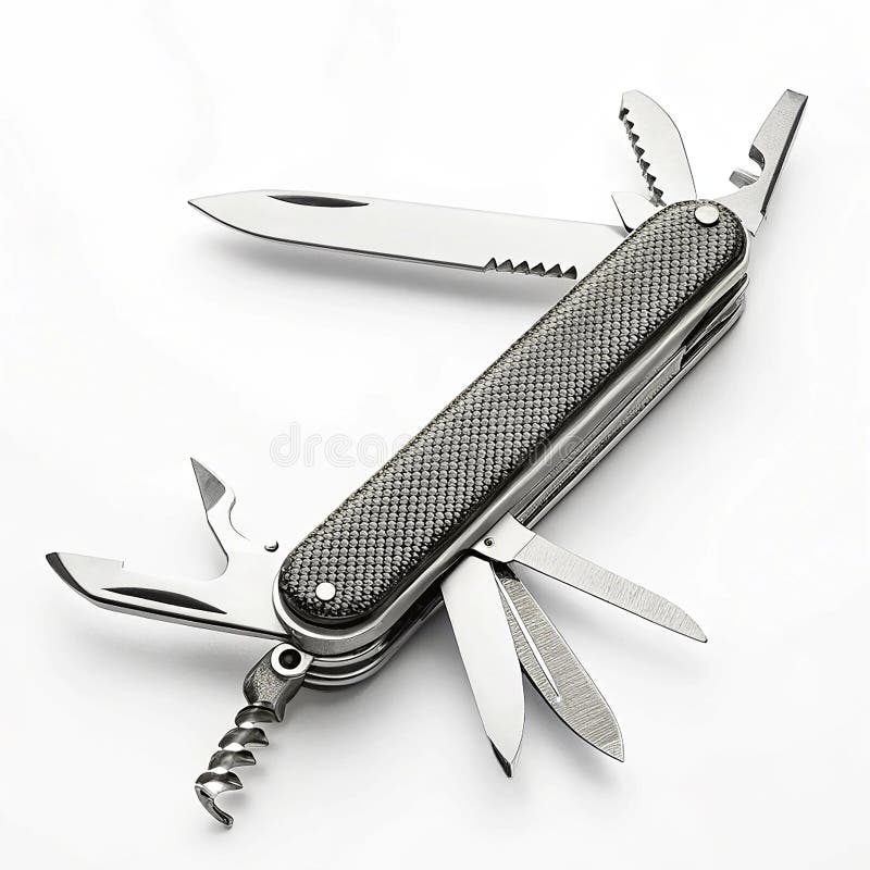Multifunctional Pocket Knife Gadget on White Background Stock ...