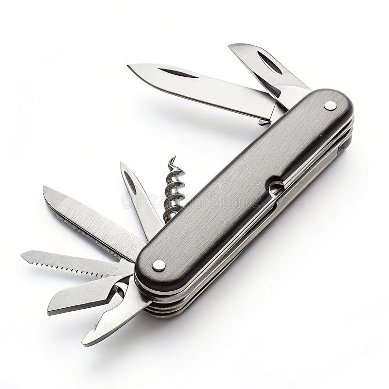 Multifunctional Pocket Knife Gadget on White Background Stock ...