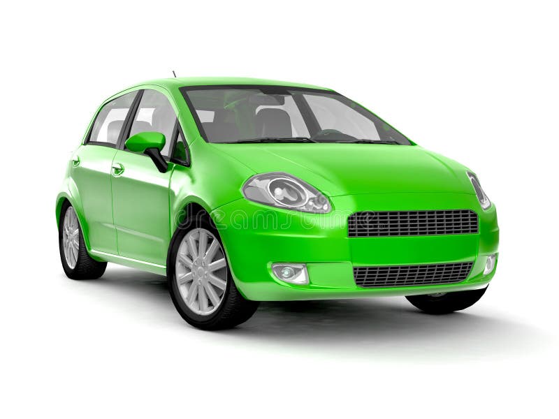 Compact Green Car Front View Stock Illustration - Illustration of shine ...