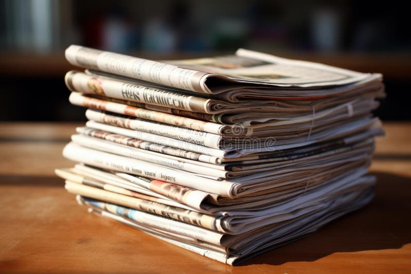Compact Newspaper Folder Stack. Generate Ai Stock Photo - Image of form ...