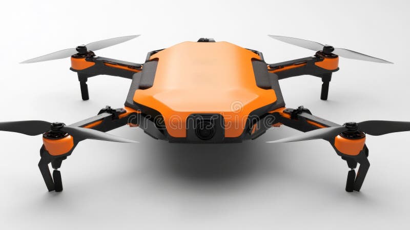 Compact Orange Drone with Integrated Camera Stock Illustration ...