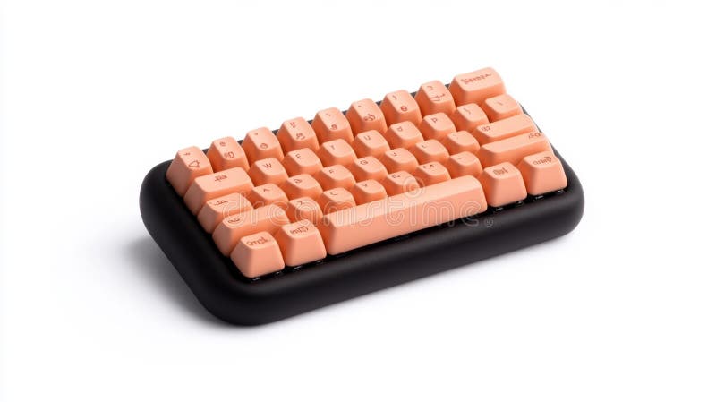 Compact Orange Keyboard Isolated on a White Background with Unique Key ...